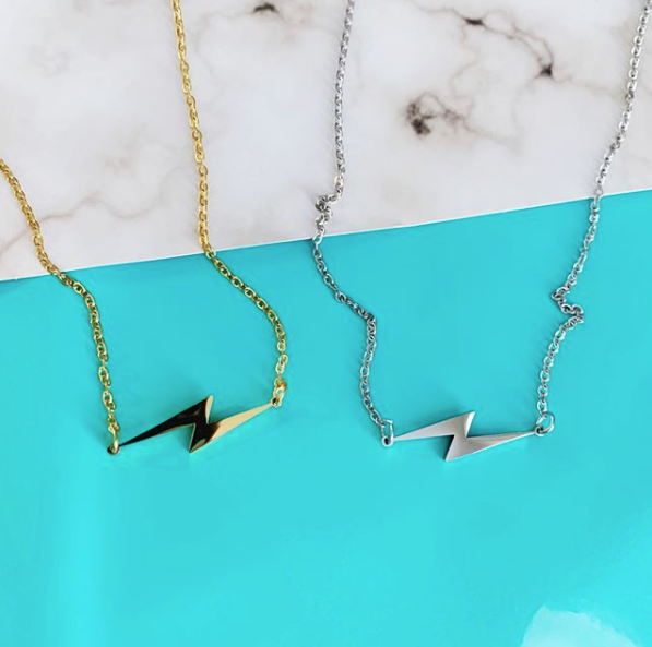 Dainty Lightning Bolt Necklace with an 18" chain. – Harper & Jewels