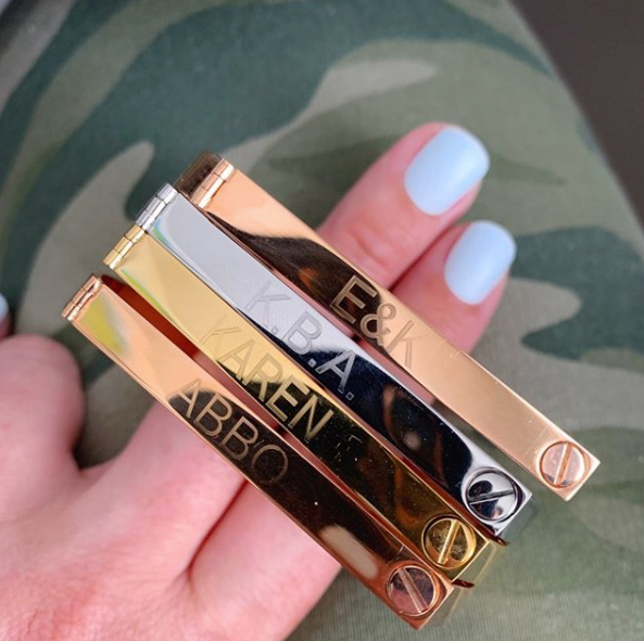 Personalized Engraved Screw Bangle – Harper & Jewels